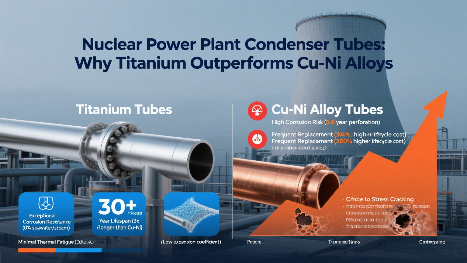 Nuclear Power Plant Condenser Tubes: Why Titanium Outperforms Cu-Ni Alloys